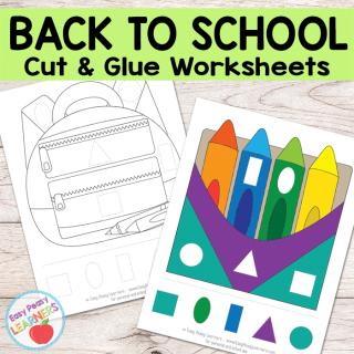 Free Back to School Cut and Glue Worksheets - Easy Peasy Learners