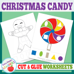 Free Christmas Candy Cut and Glue Worksheets - Easy Peasy Learners