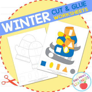 Free Winter Cut and Glue Worksheets - Easy Peasy Learners